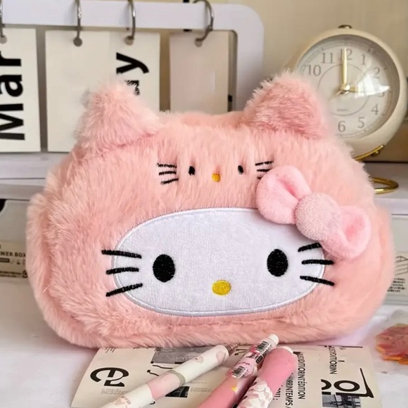 Hello Kitty | Bags | Hello Kitty Pink Cat Plush Cosmetic Bag | Poshmark